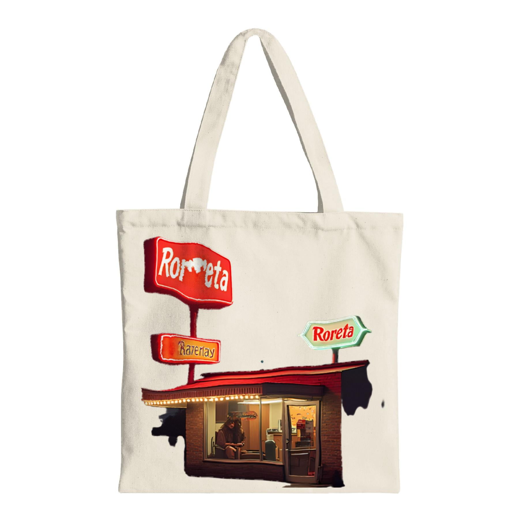 Retro Roresta Diner Tote Bag - Vibrant Canvas Shopping Bag with ...