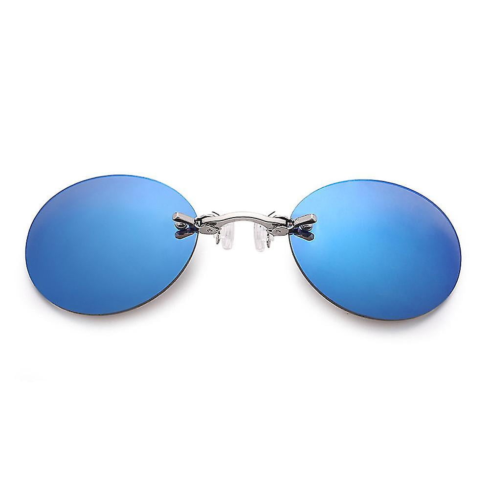 Retro Round Clip On Nose Glasses Matrix Morpheus Movie Rimless Sunglasses