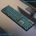 Retro Round Punk Mechanical Keyboard Blue Black Switch 104 Keys Usb ...