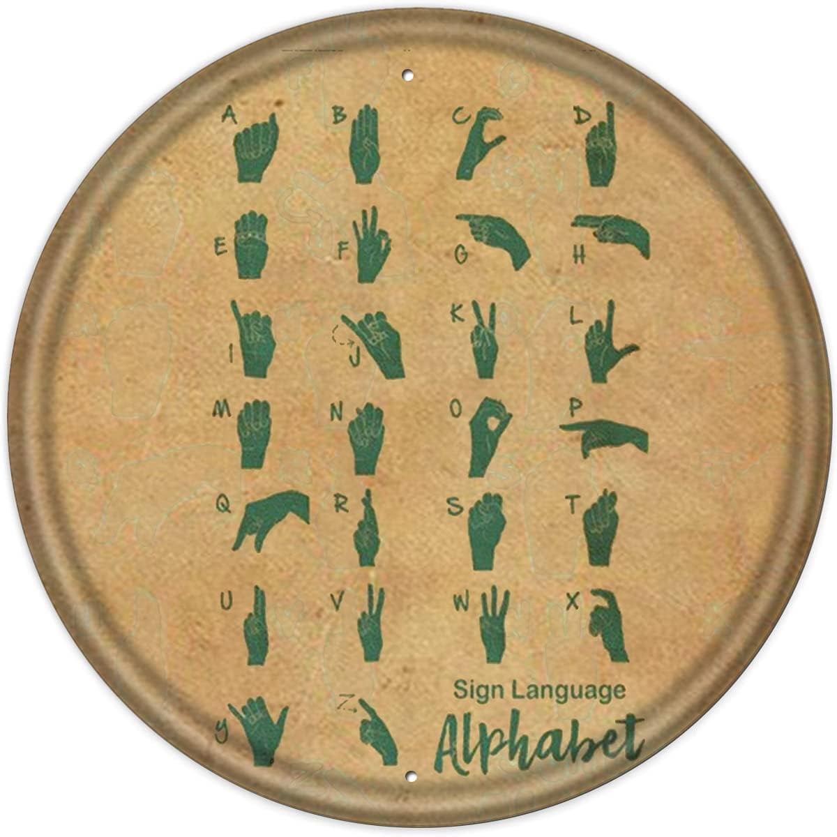 Retro Round Sign ASL American Sign Language Sign Language Alphabet Sign ...