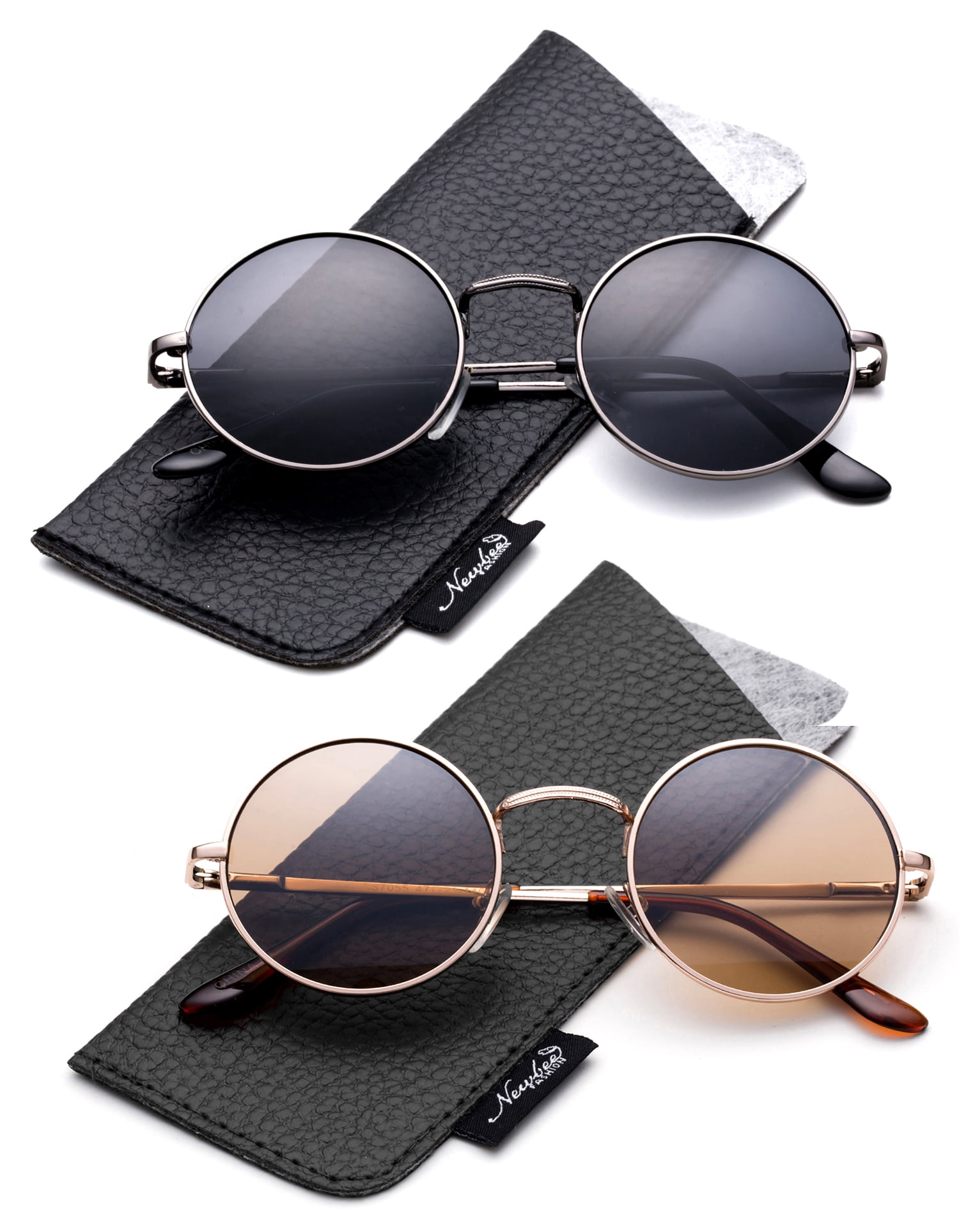 Retro Round Small 48mm Vintage Hippie Round Polaroid Sunglasses Driving ...