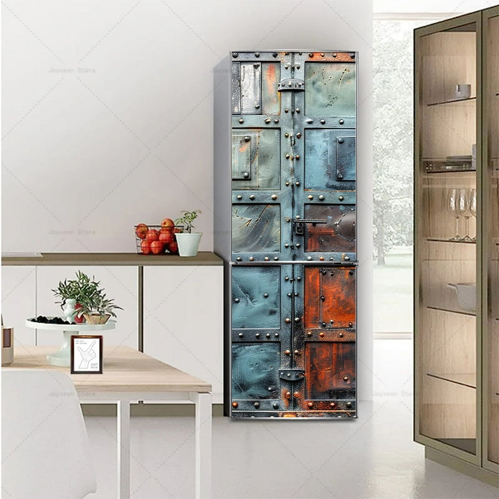 Retro Rust Art Door Sticker 3D Stereo Realistic Wall Sticker Mural PVC ...