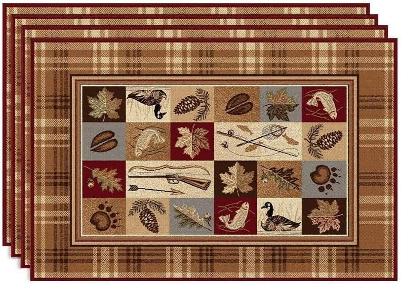 Retro Rustic Lodge Placemats Set of 4, Vintage Cabin Farmhouse Country ...