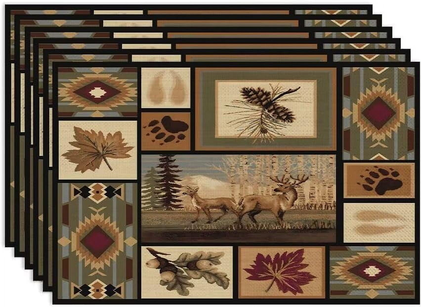 Retro Rustic Lodge Placemats Set of 6, Vintage Cabin Country Farmhouse ...