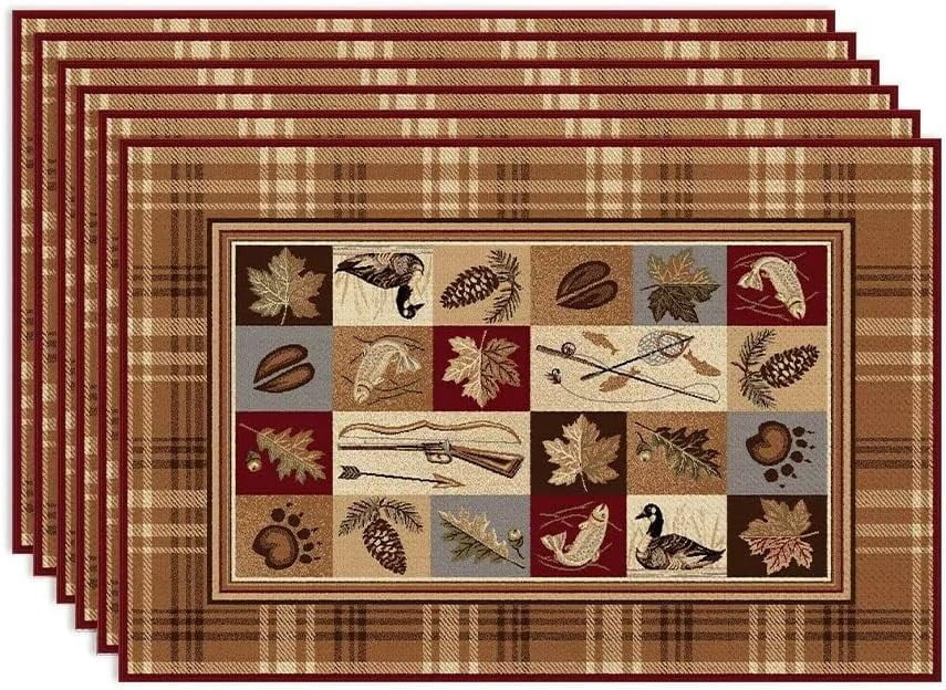 Retro Rustic Lodge Placemats Set of 6, Vintage Cabin Farmhouse Country ...