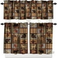 Retro Rustic Style Curtain Set, Moose Deer Bear Leaf Tree Country Style ...