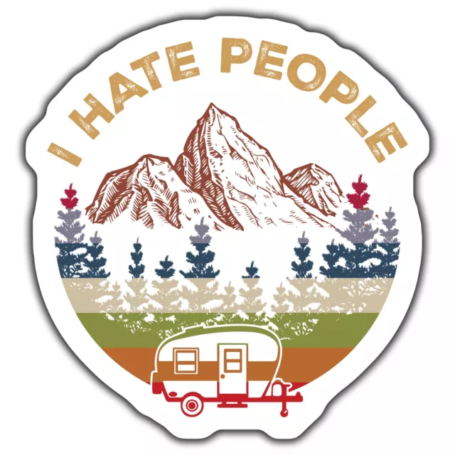 Retro Rv Camper Sticker, Mountain Forest Camping Sticker, Nature Lover ...