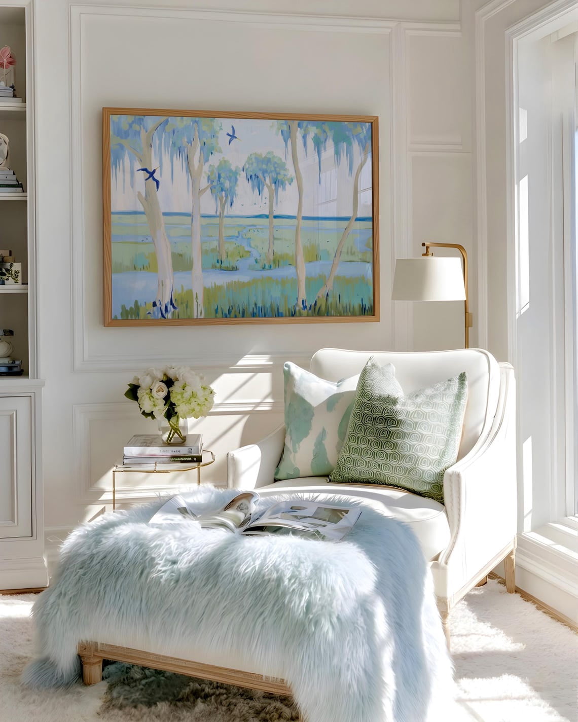 Retro Sage Green Charleston Marsh Lowcountry Wetlands Landscape Spanish ...