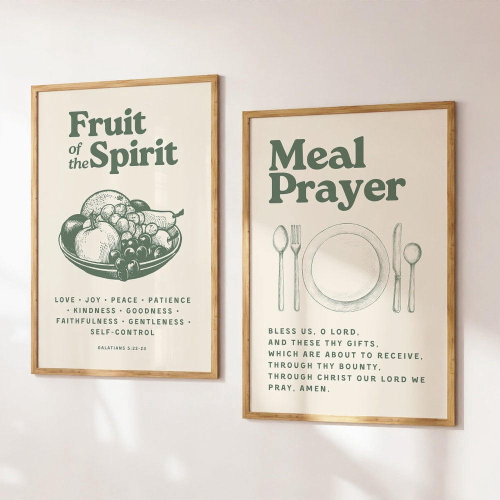 Retro Sage Green Christian Wall Art Set: Fruit of the Spirit Meal ...
