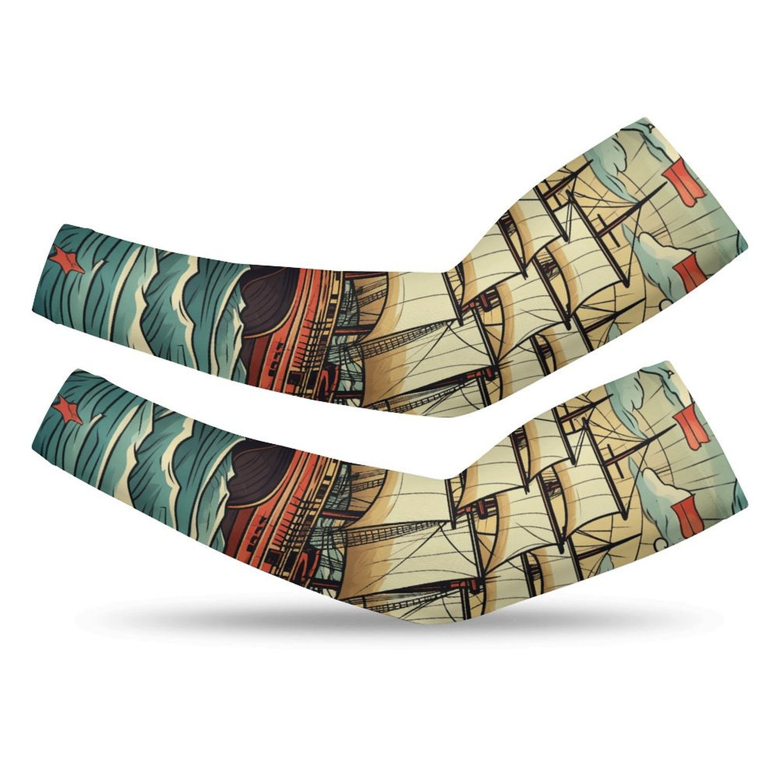 Retro Sail Cooling Arm Sleeves For Men & Women Sunscreen Arm Cover For ...