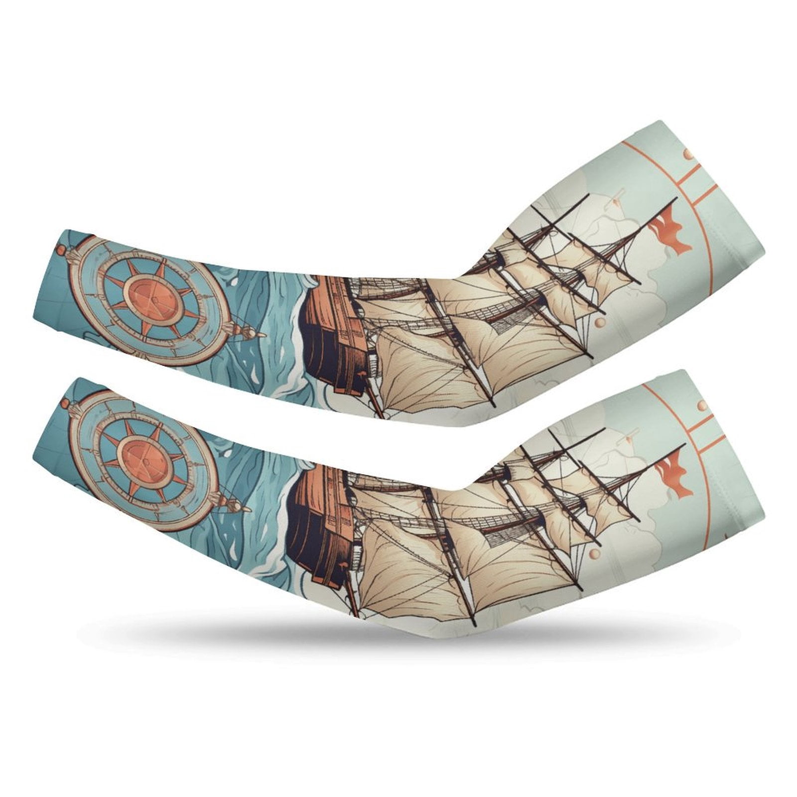 Retro Sail Cooling Arm Sleeves For Men & Women Sunscreen Arm Cover For ...