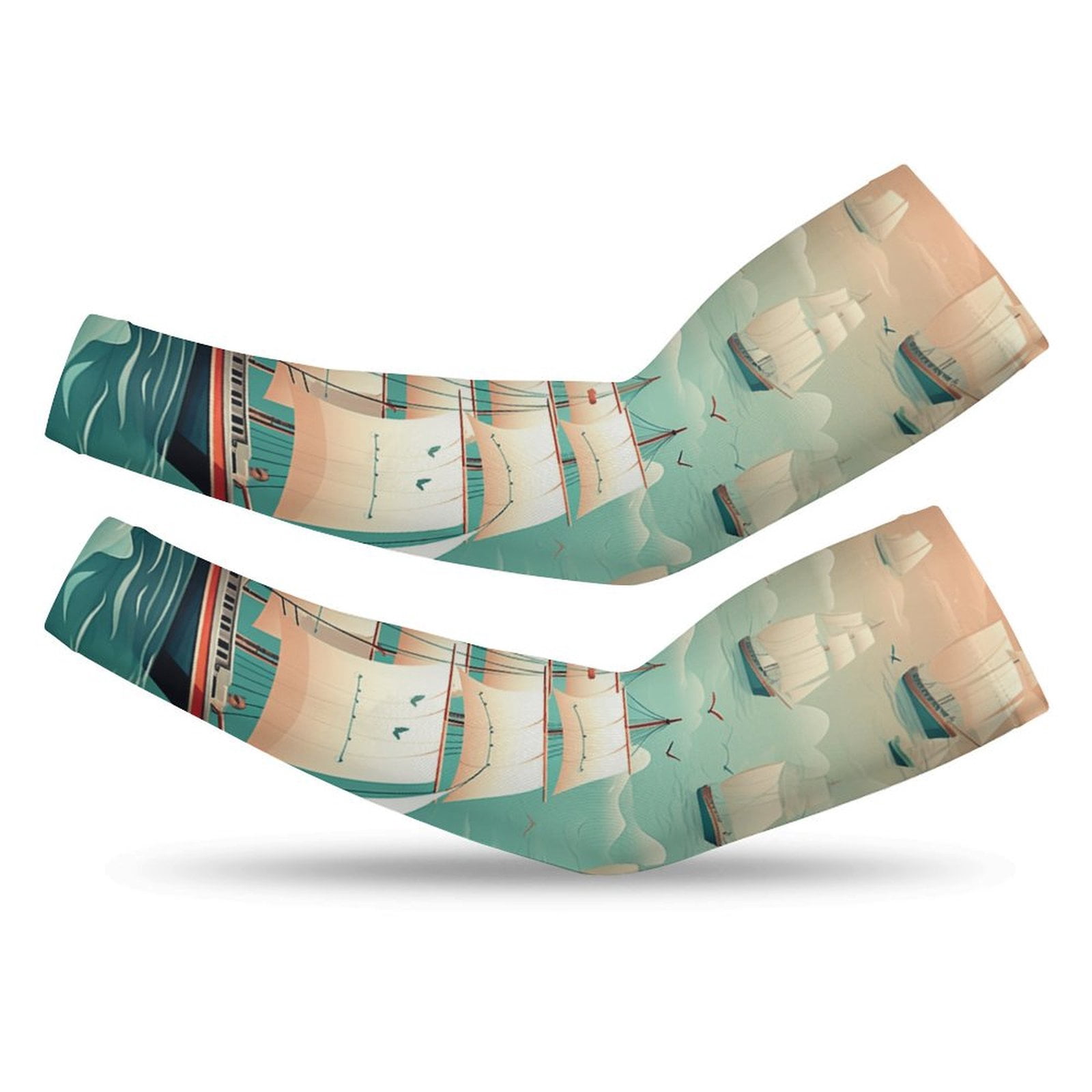 Retro Sail Cooling Arm Sleeves For Men & Women Sunscreen Arm Cover For ...