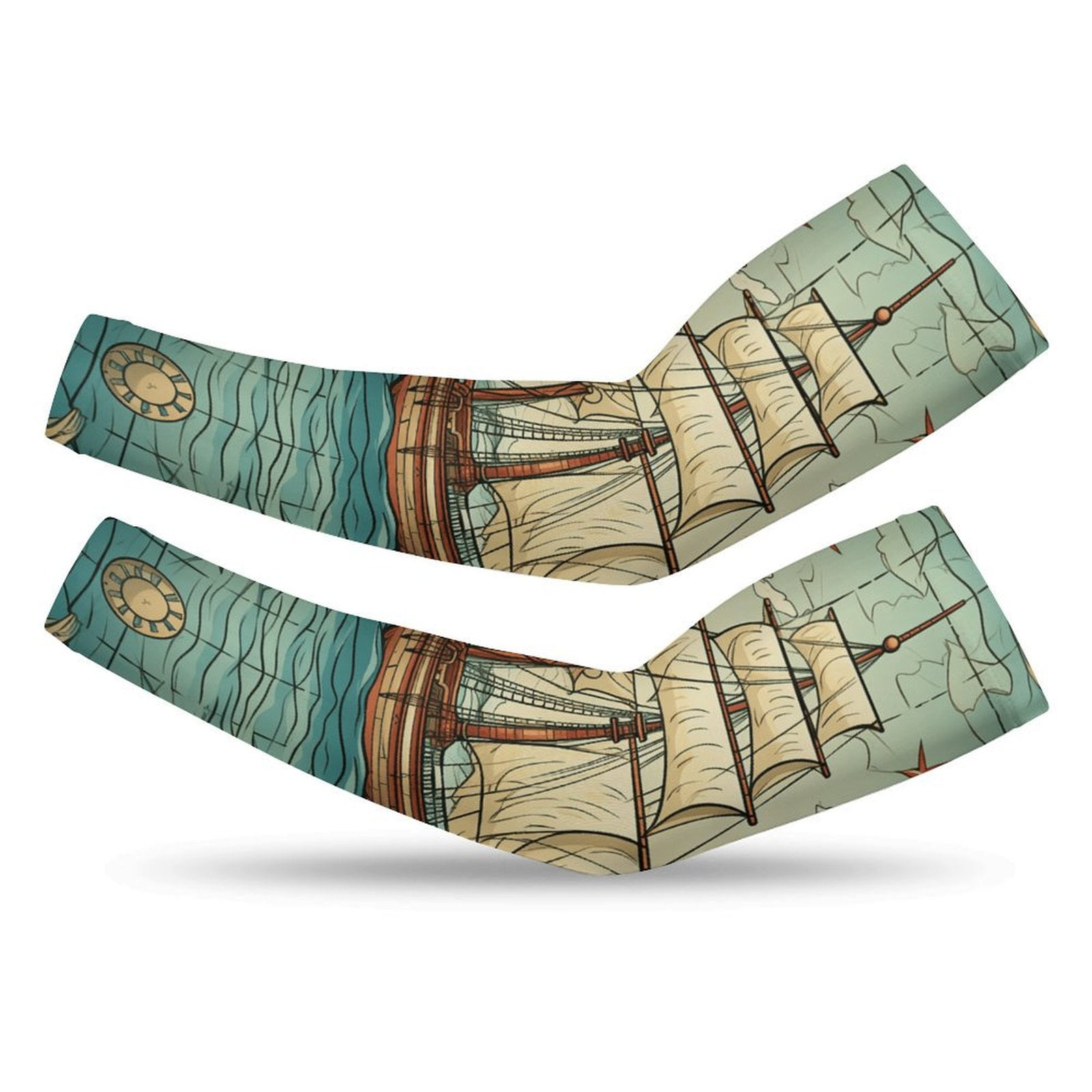 Retro Sail Cooling Arm Sleeves For Men & Women Sunscreen Arm Cover For ...