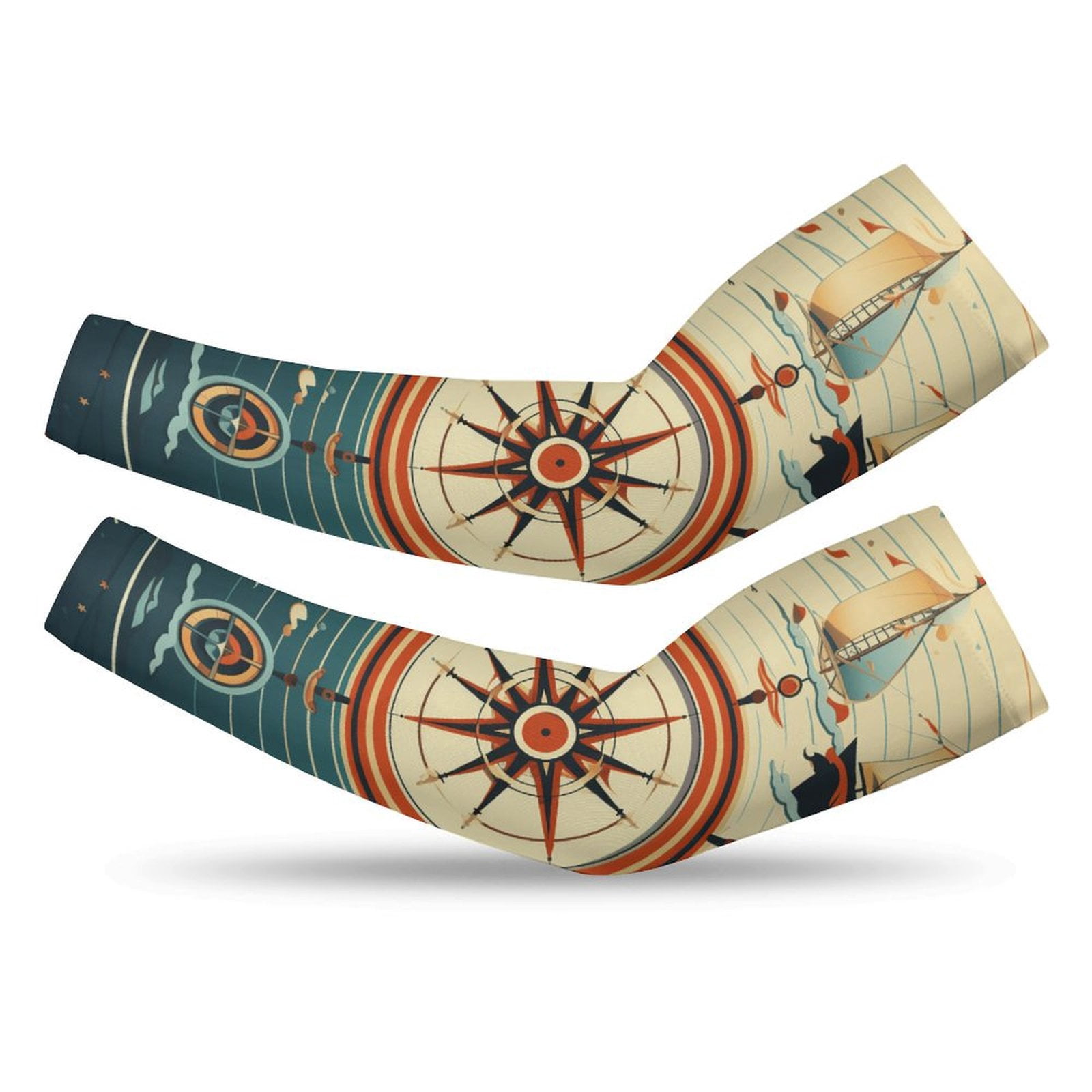 Retro Sail Cooling Arm Sleeves For Men & Women Sunscreen Arm Cover For ...