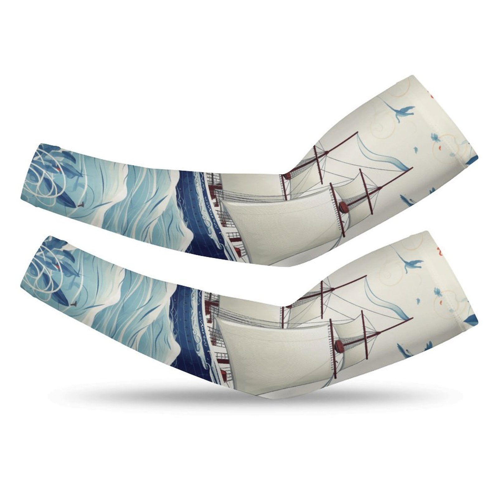 Retro Sail Cooling Arm Sleeves For Men & Women Sunscreen Arm Cover For ...