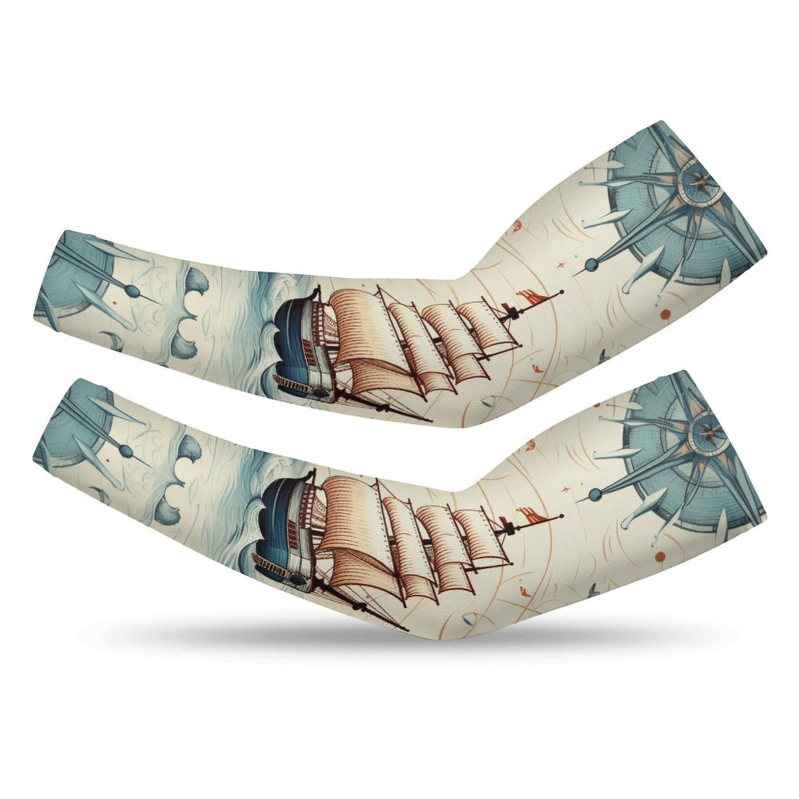 Retro Sail Cooling Arm Sleeves For Men & Women Sunscreen Arm Cover For ...