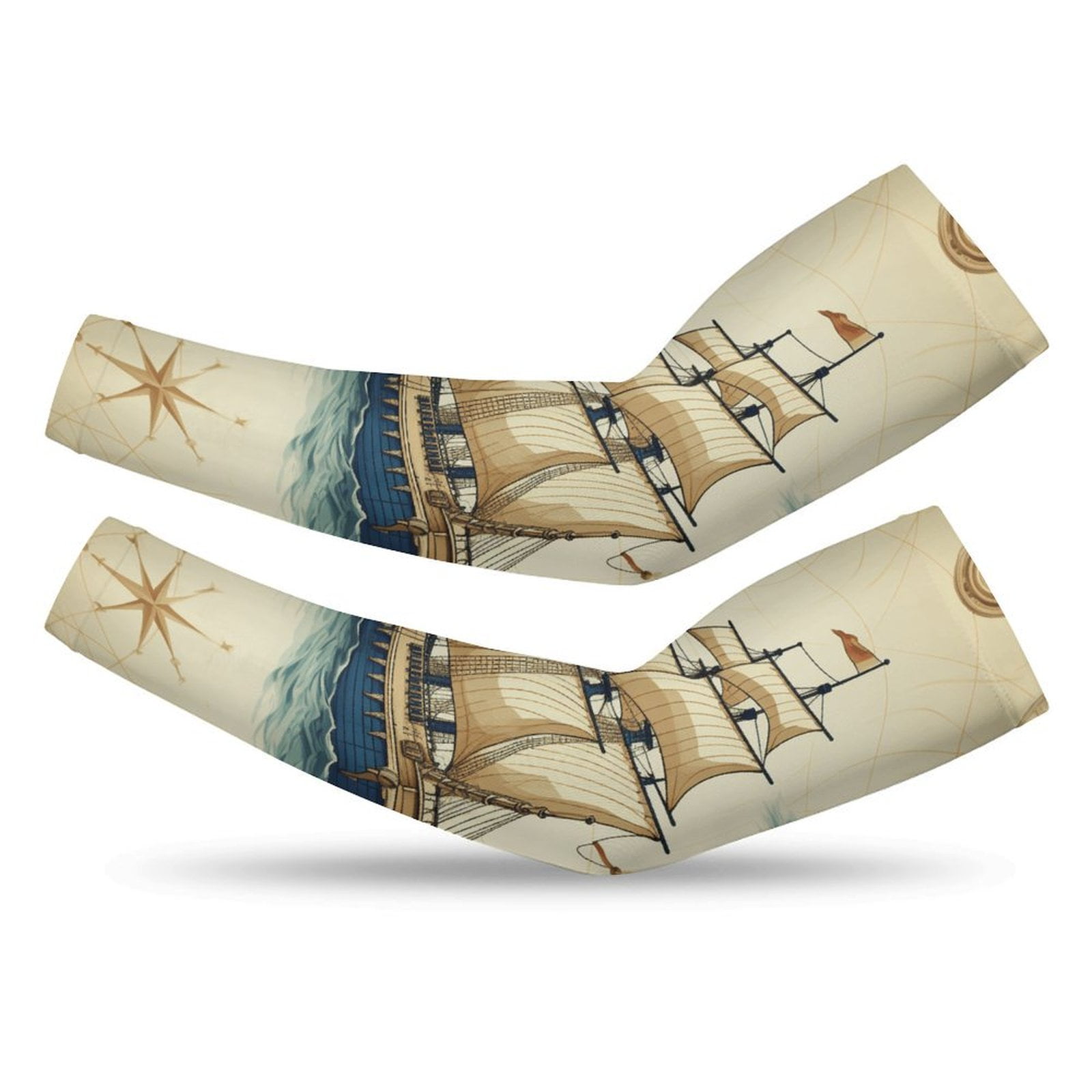 Retro Sail Cooling Arm Sleeves For Men & Women Sunscreen Arm Cover For ...