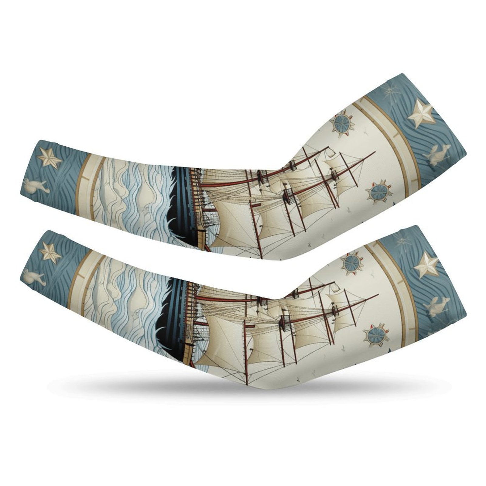 Retro Sail Cooling Arm Sleeves For Men & Women Sunscreen Arm Cover For ...