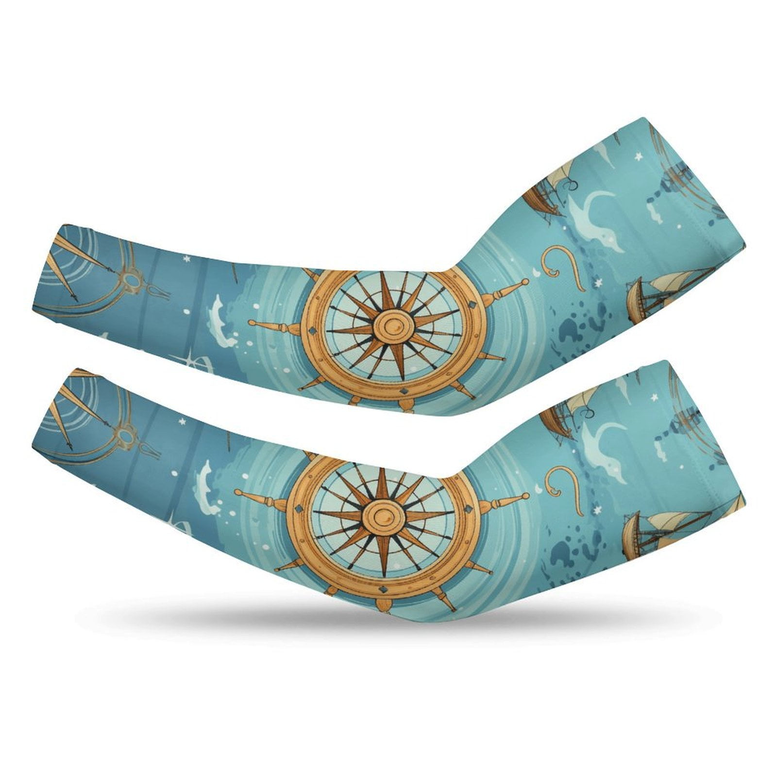 Retro Sail Cooling Arm Sleeves For Men & Women Sunscreen Arm Cover For ...