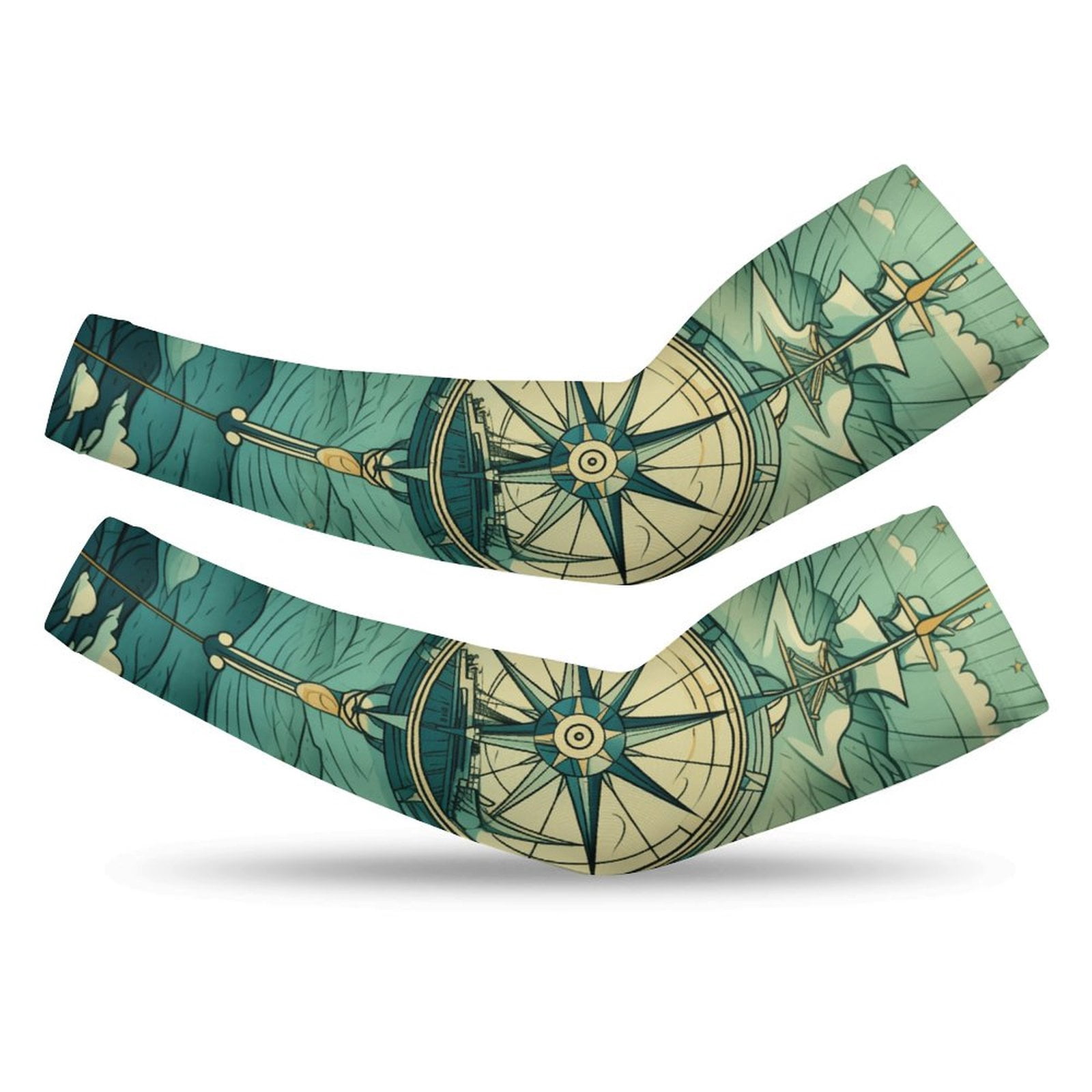 Retro Sail Cooling Arm Sleeves For Men & Women Sunscreen Arm Cover For ...