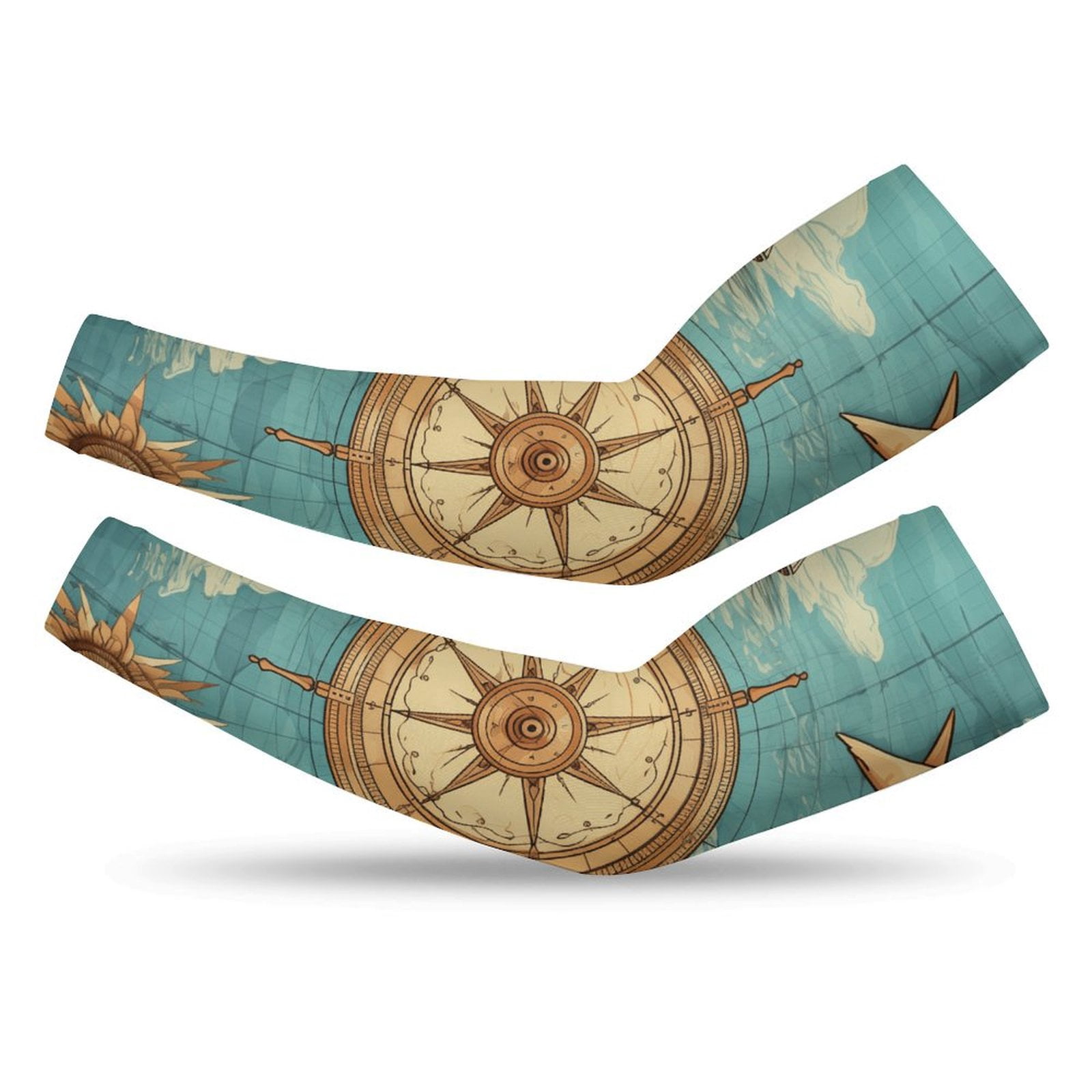 Retro Sail Cooling Arm Sleeves For Men & Women Sunscreen Arm Cover For ...