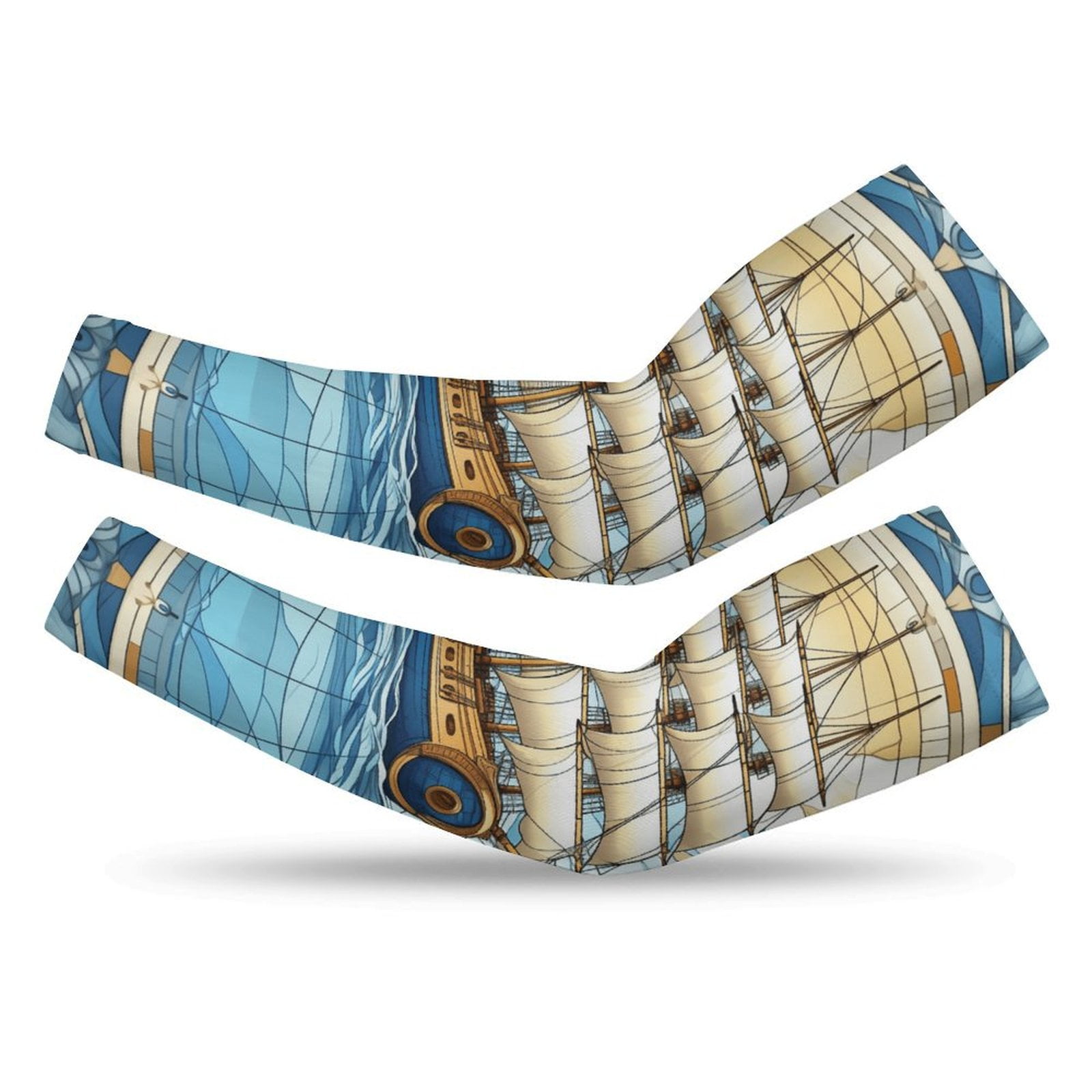 Retro Sail Cooling Arm Sleeves For Men & Women Sunscreen Arm Cover For ...