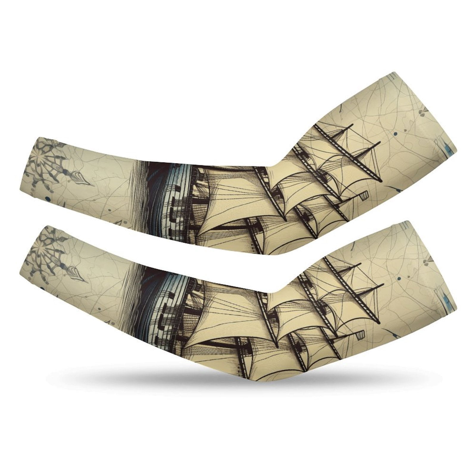 Retro Sail Cooling Arm Sleeves For Men & Women Sunscreen Arm Cover For ...