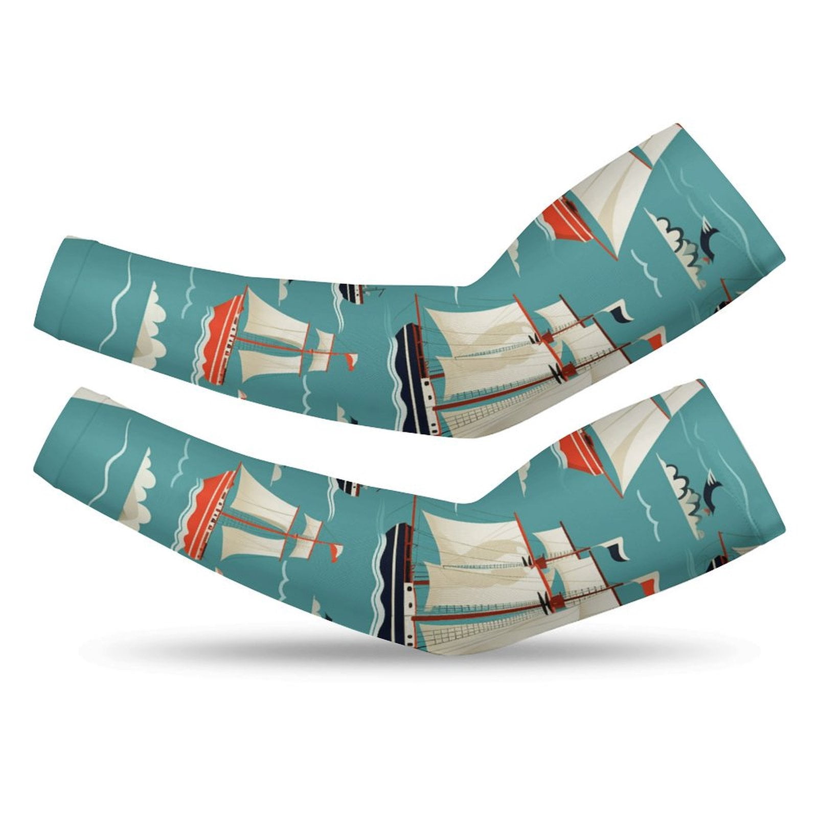 Retro Sail Cooling Arm Sleeves For Men & Women Sunscreen Arm Cover For ...