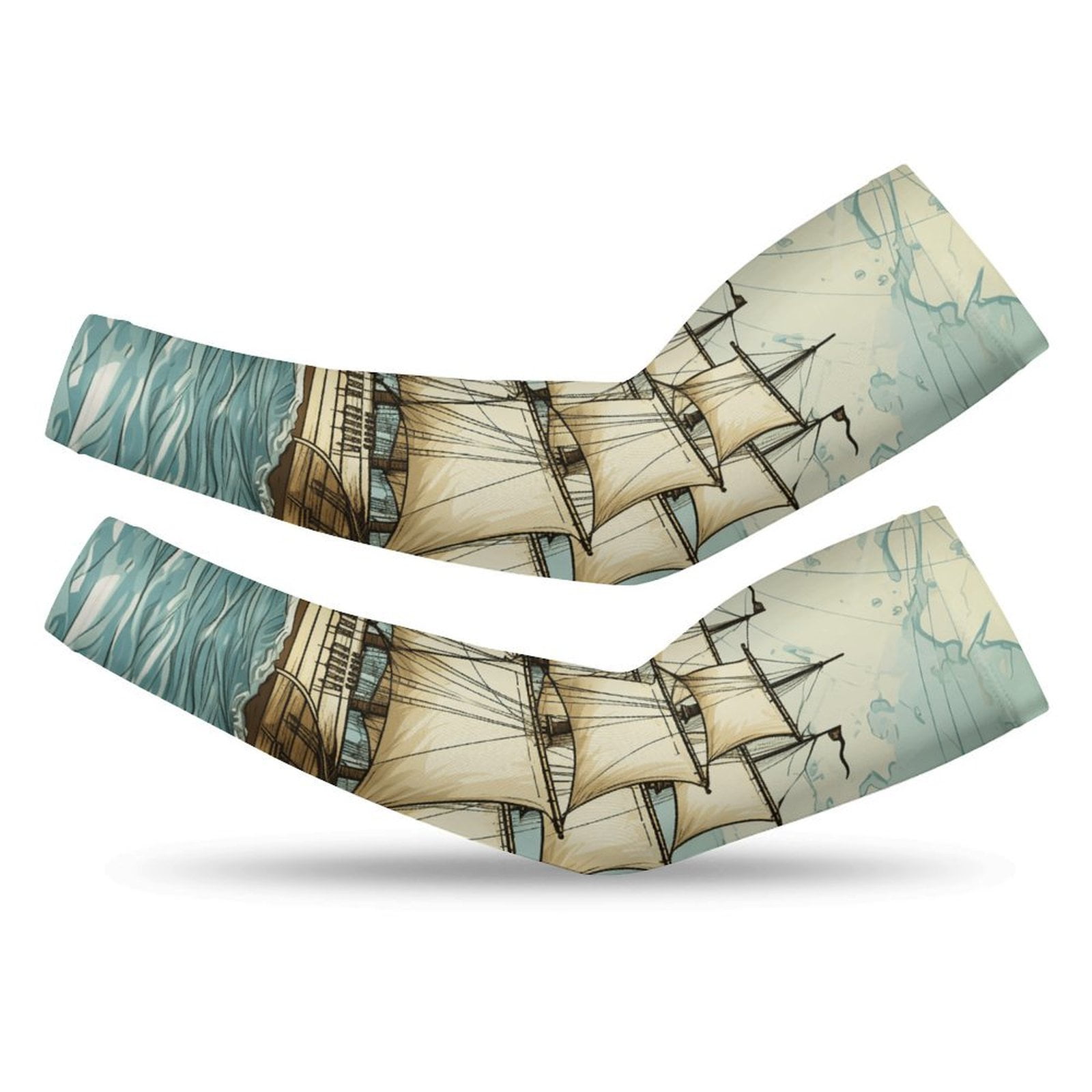Retro Sail Cooling Arm Sleeves For Men & Women Sunscreen Arm Cover For ...