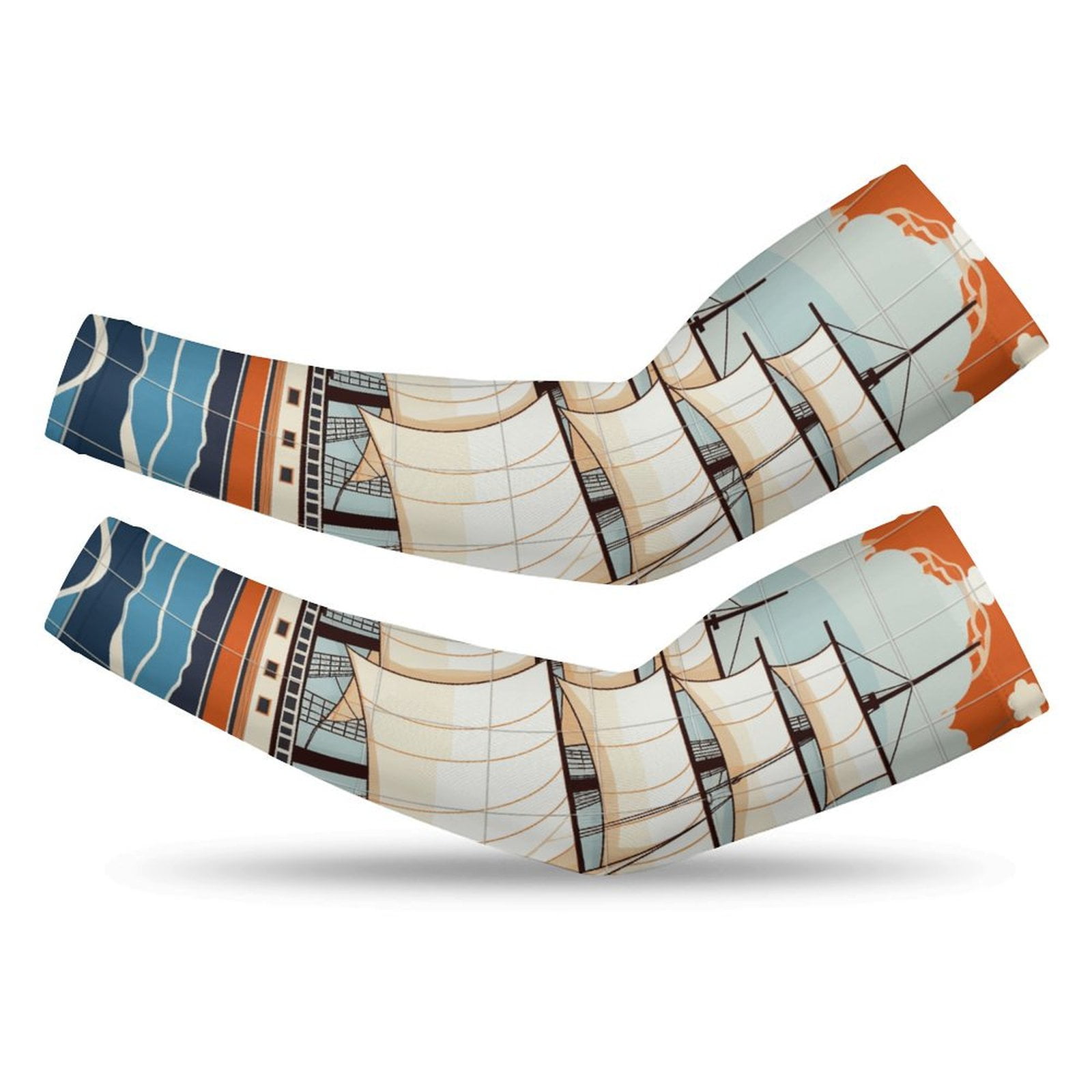 Retro Sail Cooling Arm Sleeves For Men & Women Sunscreen Arm Cover For ...