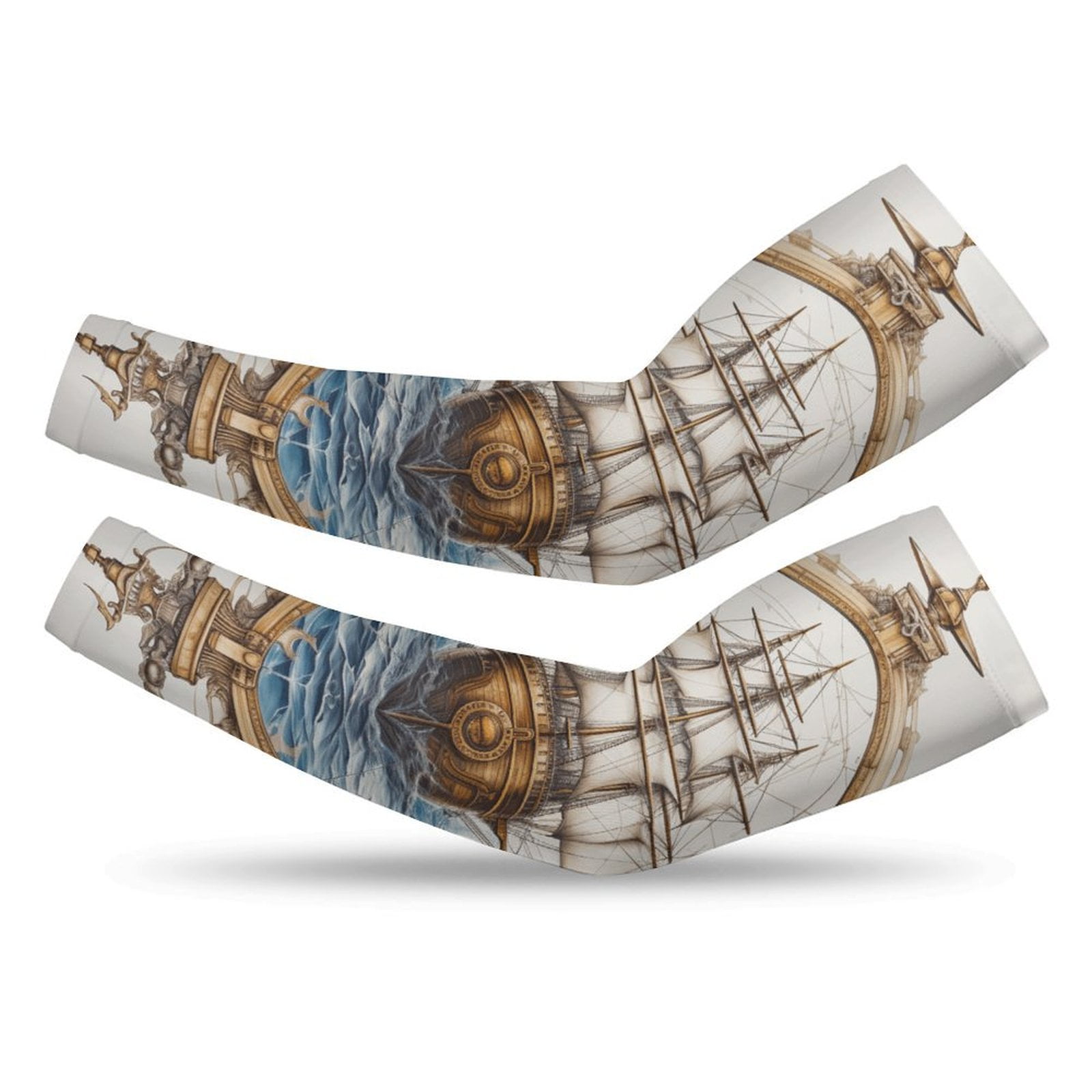 Retro Sail Cooling Arm Sleeves For Men & Women Sunscreen Arm Cover For ...