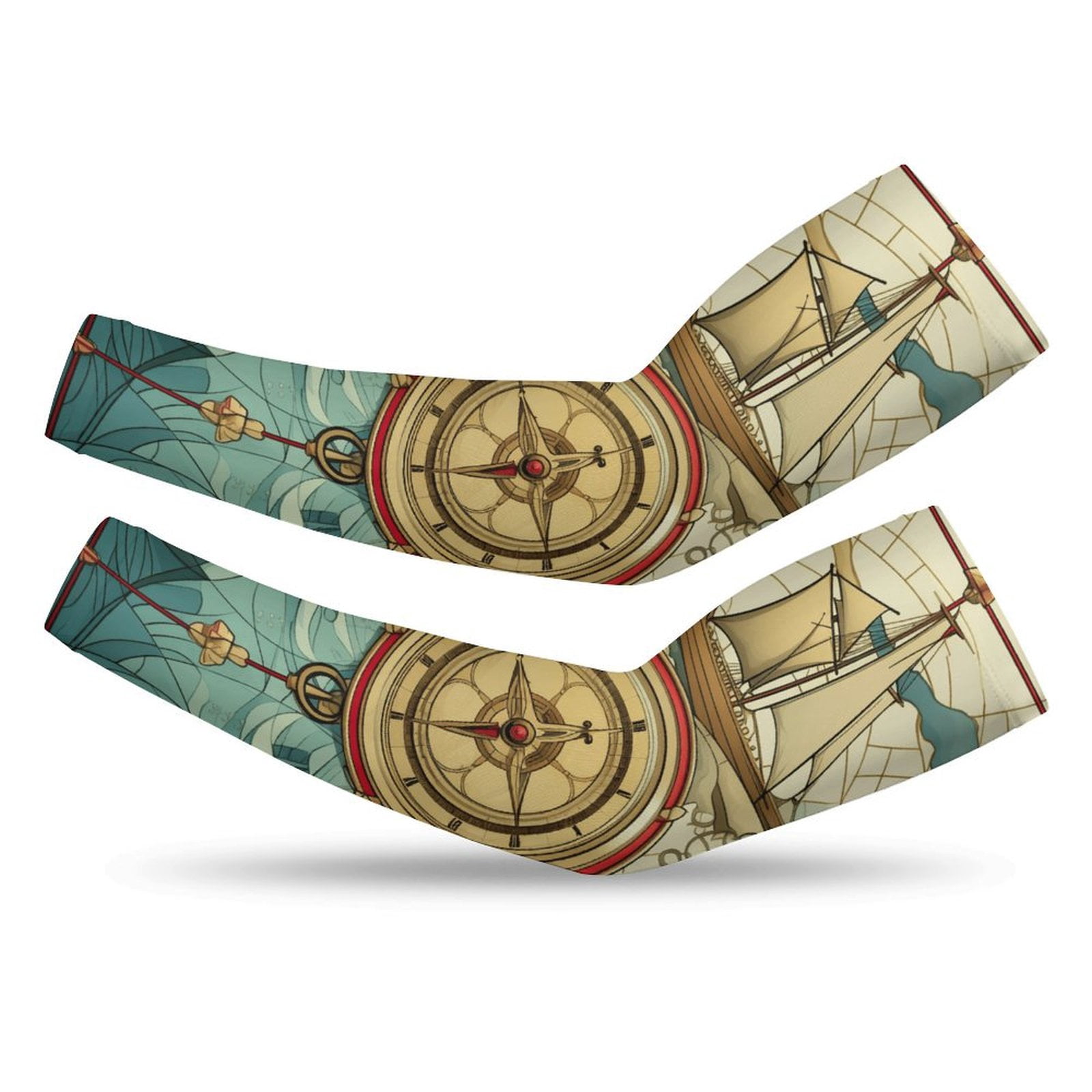 Retro Sail Cooling Arm Sleeves For Men & Women Sunscreen Arm Cover For ...