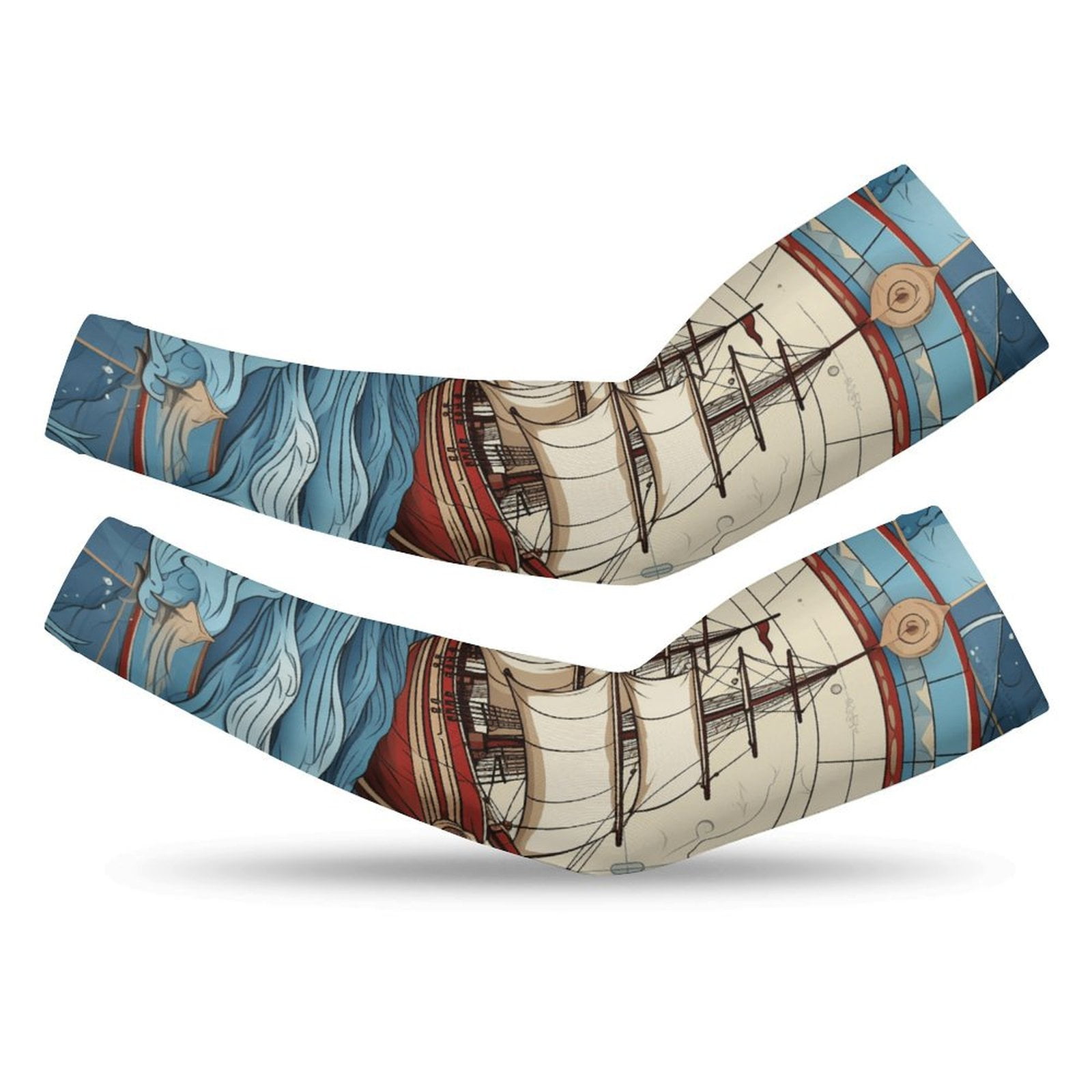 Retro Sail Cooling Arm Sleeves For Men & Women Sunscreen Arm Cover For ...