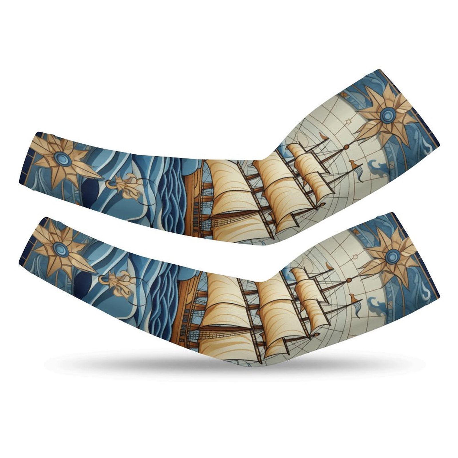 Retro Sail Cooling Arm Sleeves For Men & Women Sunscreen Arm Cover For ...