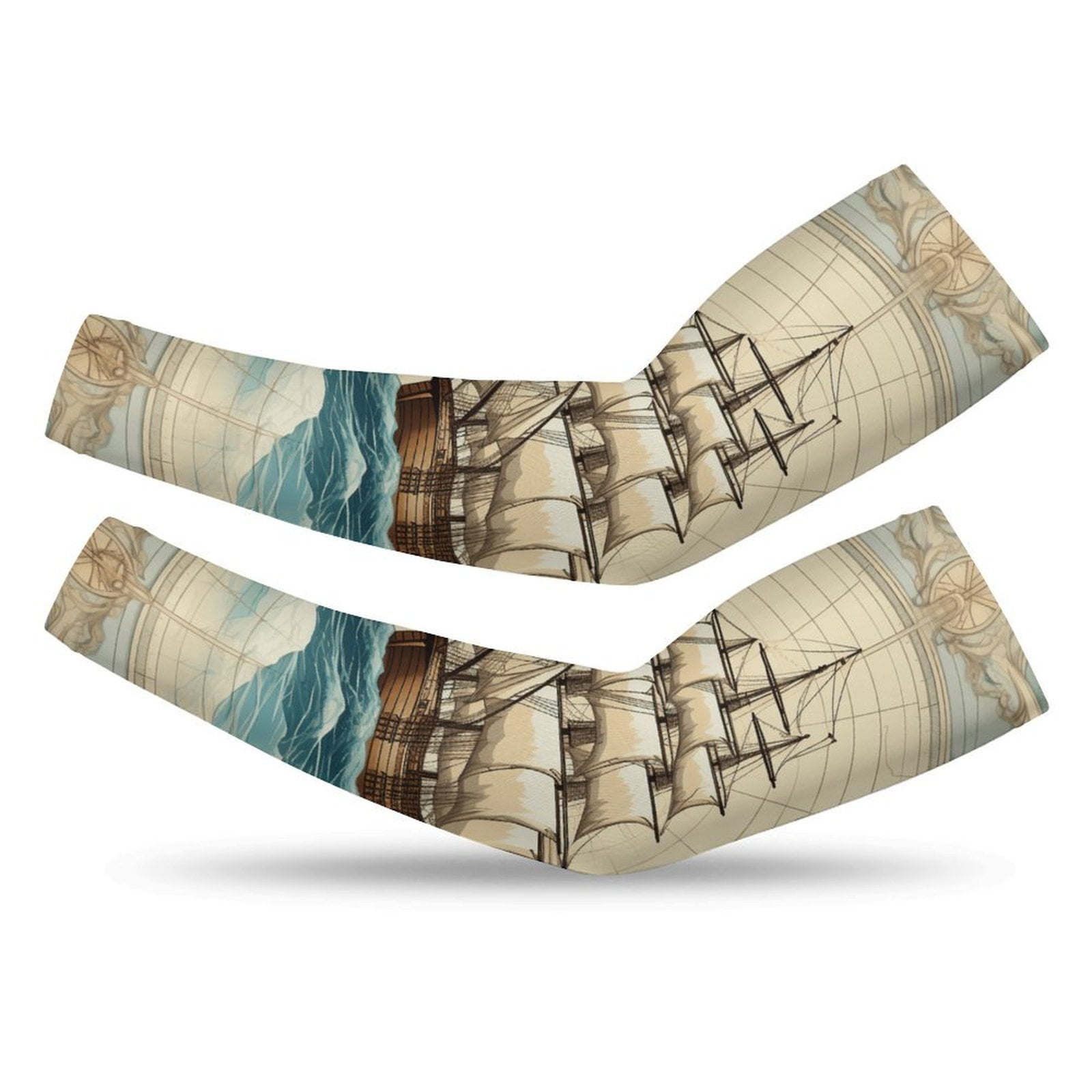 Retro Sail Cooling Arm Sleeves For Men & Women Sunscreen Arm Cover For ...