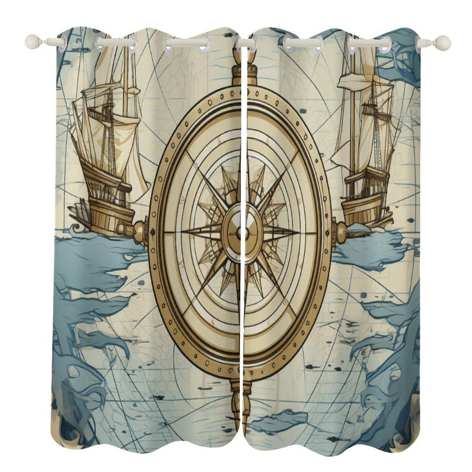 Retro Sail Modern Window for Living Room Curtains for Child Bedroom ...