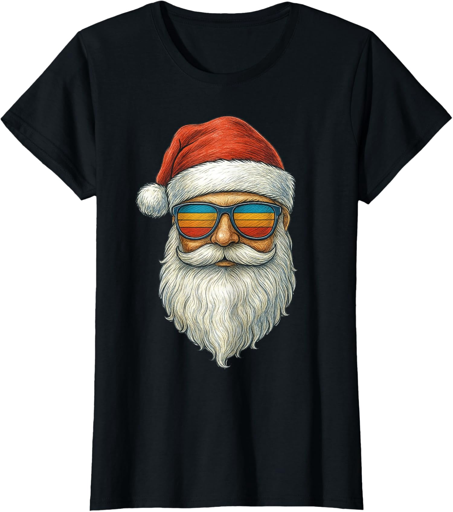 Retro Santa Face with Sunglasses - Funny Christmas in July Design ...