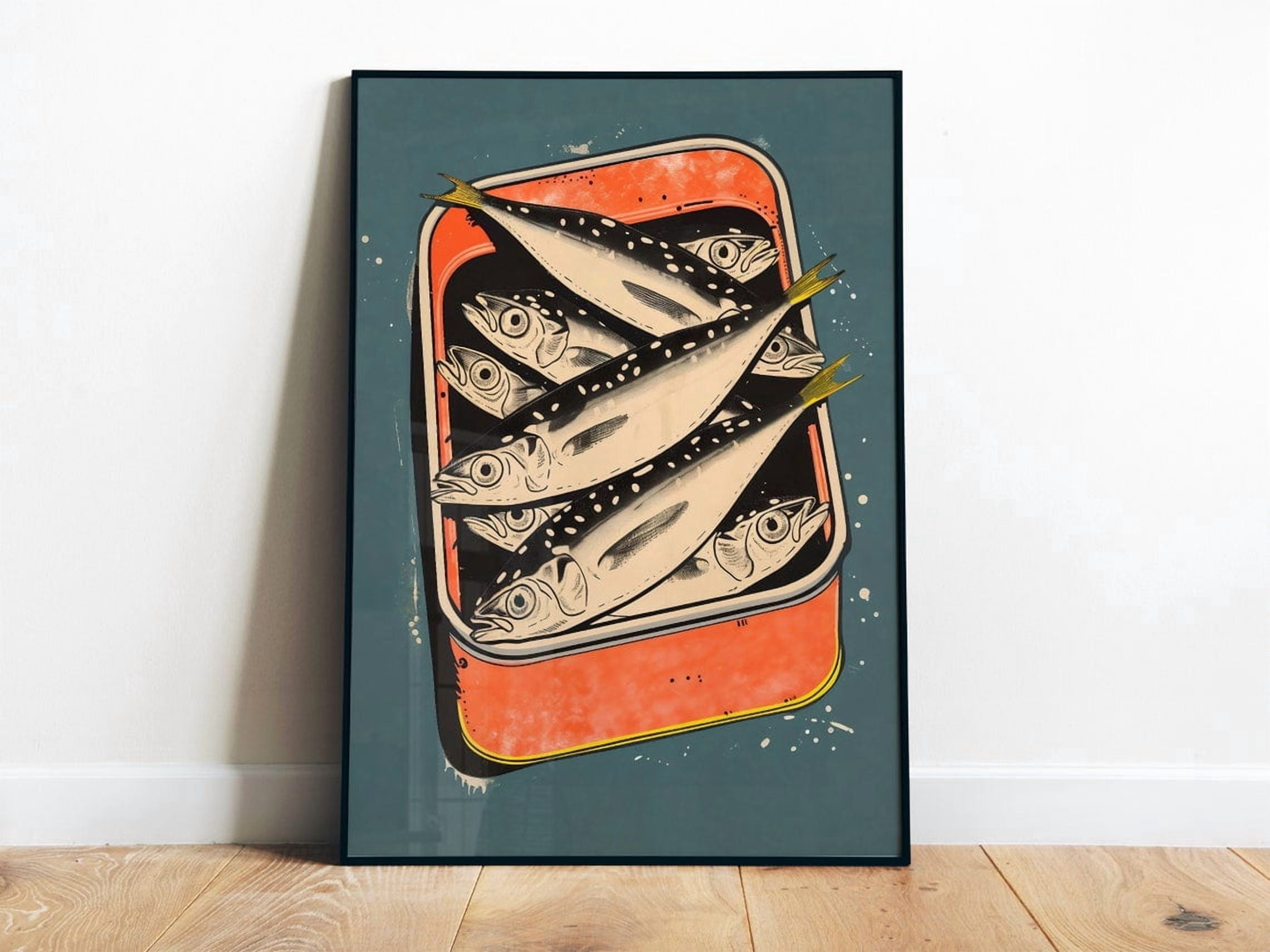 Retro Sardines Wall Art Funny Poster Seafood Art Print Fish Art Print ...