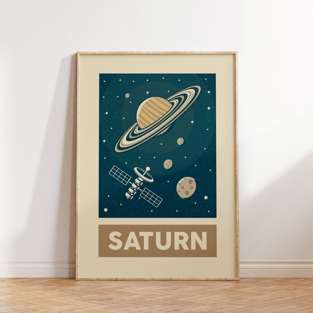 Retro Saturn Print, Solar System Planets, Space Print, Retro Poster ...