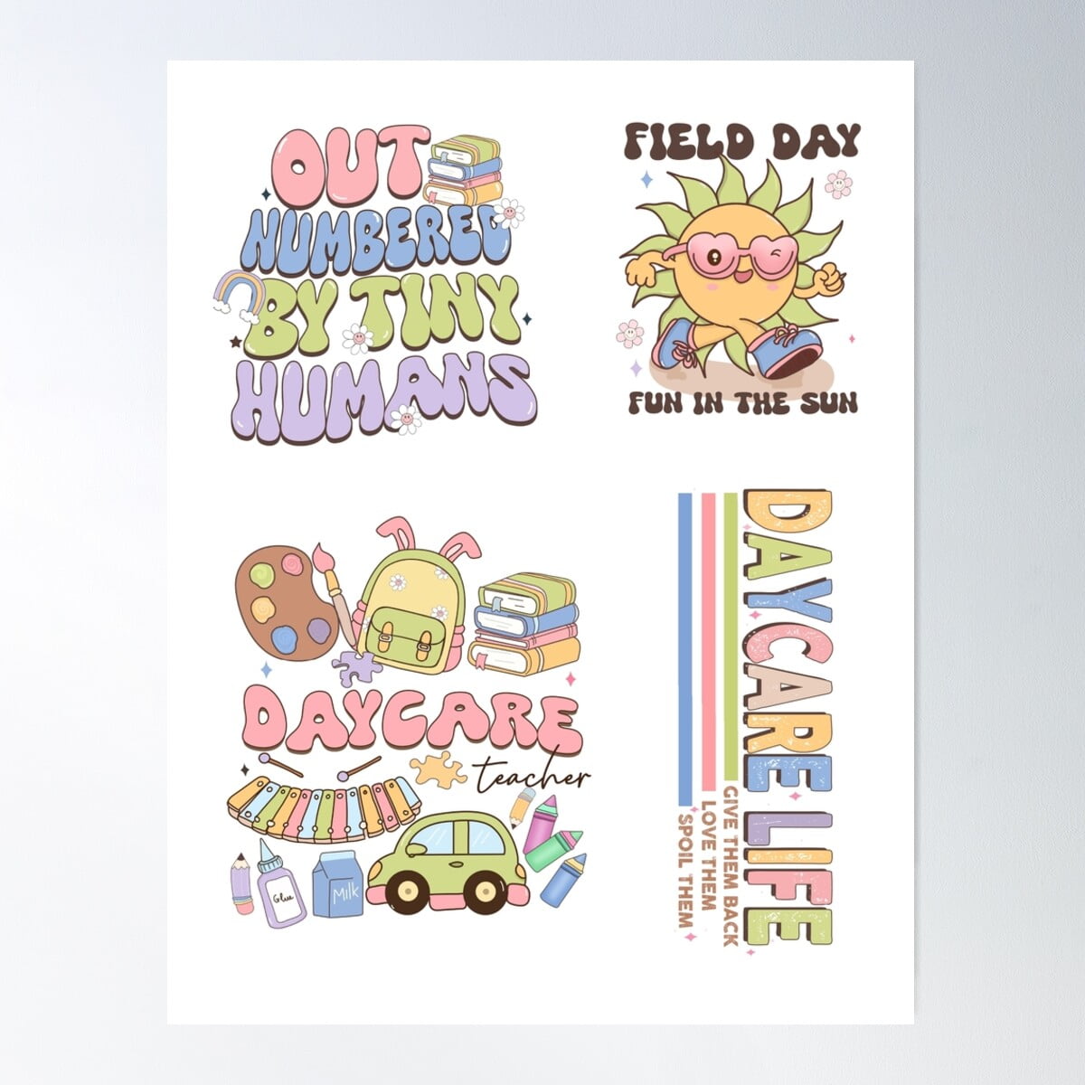 Retro School Teacher Sticker Pack/ Daycare Life/ Fun In The Sun/ Tiny ...