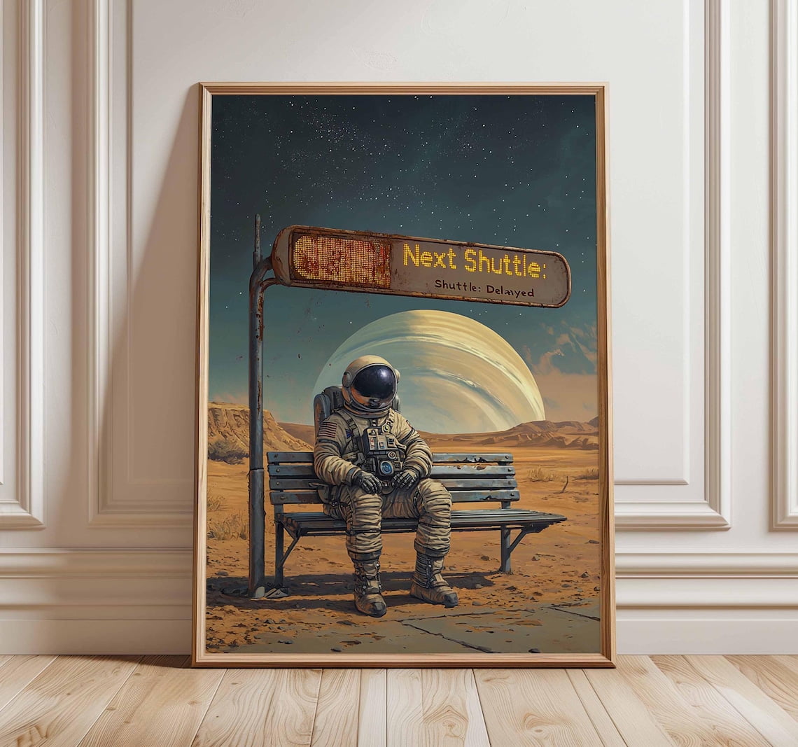 Retro Sci-Fi Poster, 70S Surreal Cosmic Decor, Futuristic Space Poster ...
