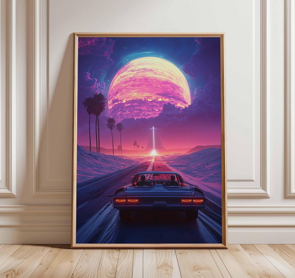 Retro Sci-Fi Poster, 70S Surreal Cosmic Decor, Futuristic Space Poster ...