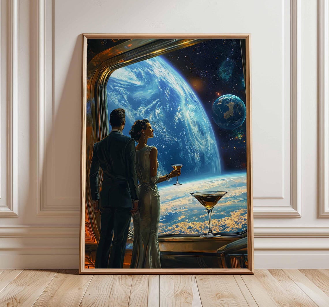 Retro Sci-Fi Poster, 70S Surreal Cosmic Decor, Futuristic Space Poster ...