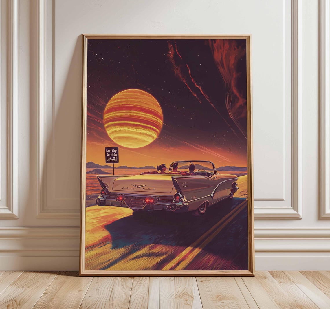 Retro Sci-Fi Poster, 70S Surreal Cosmic Decor, Futuristic Space Poster ...