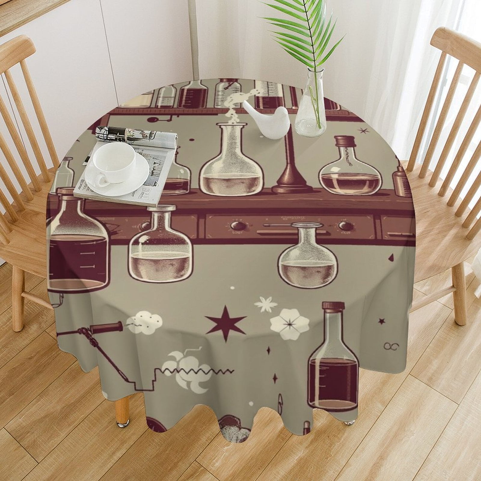 Retro Science Laboratory Table Cloth Round PVC Wedding Kitchen Dining ...