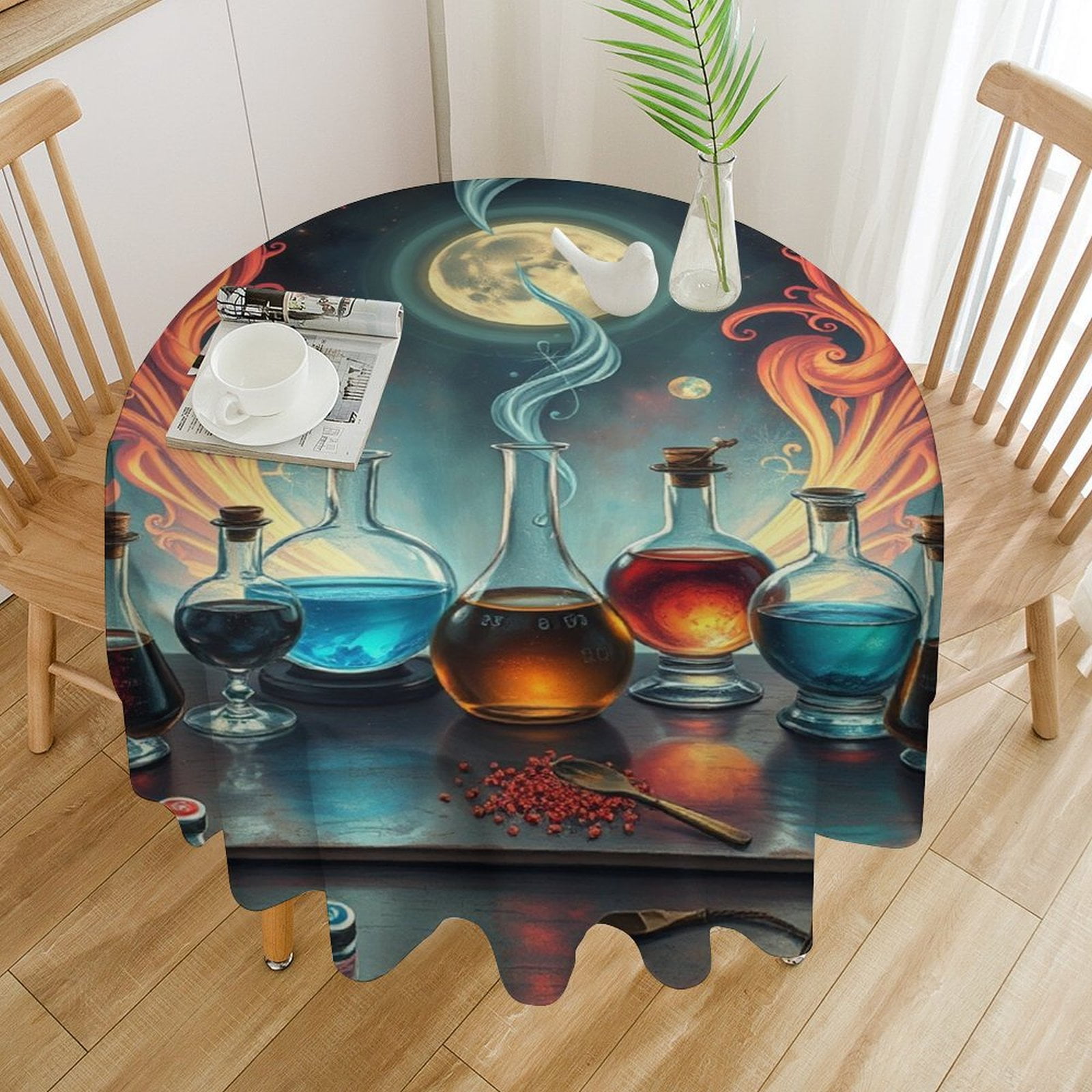 Retro Science Laboratory Table Cloth Round PVC Wedding Kitchen Dining ...