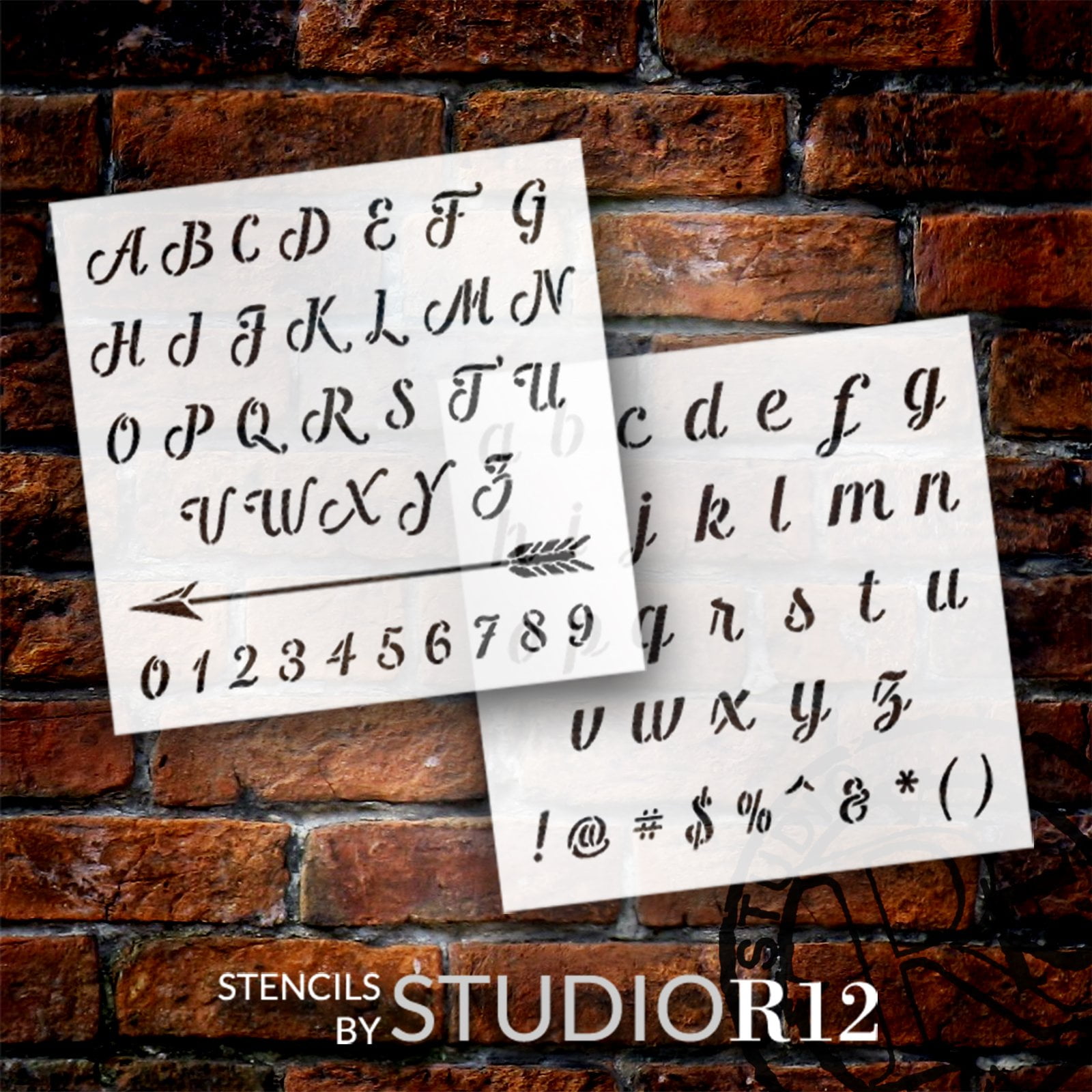 Retro Script Alphabet Stencils by StudioR12 Reusable Cursive Lettering ...