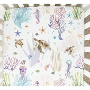 Bedtime Originals Ocean Mist Ocean Sea Animals Fitted Crib Sheet ...