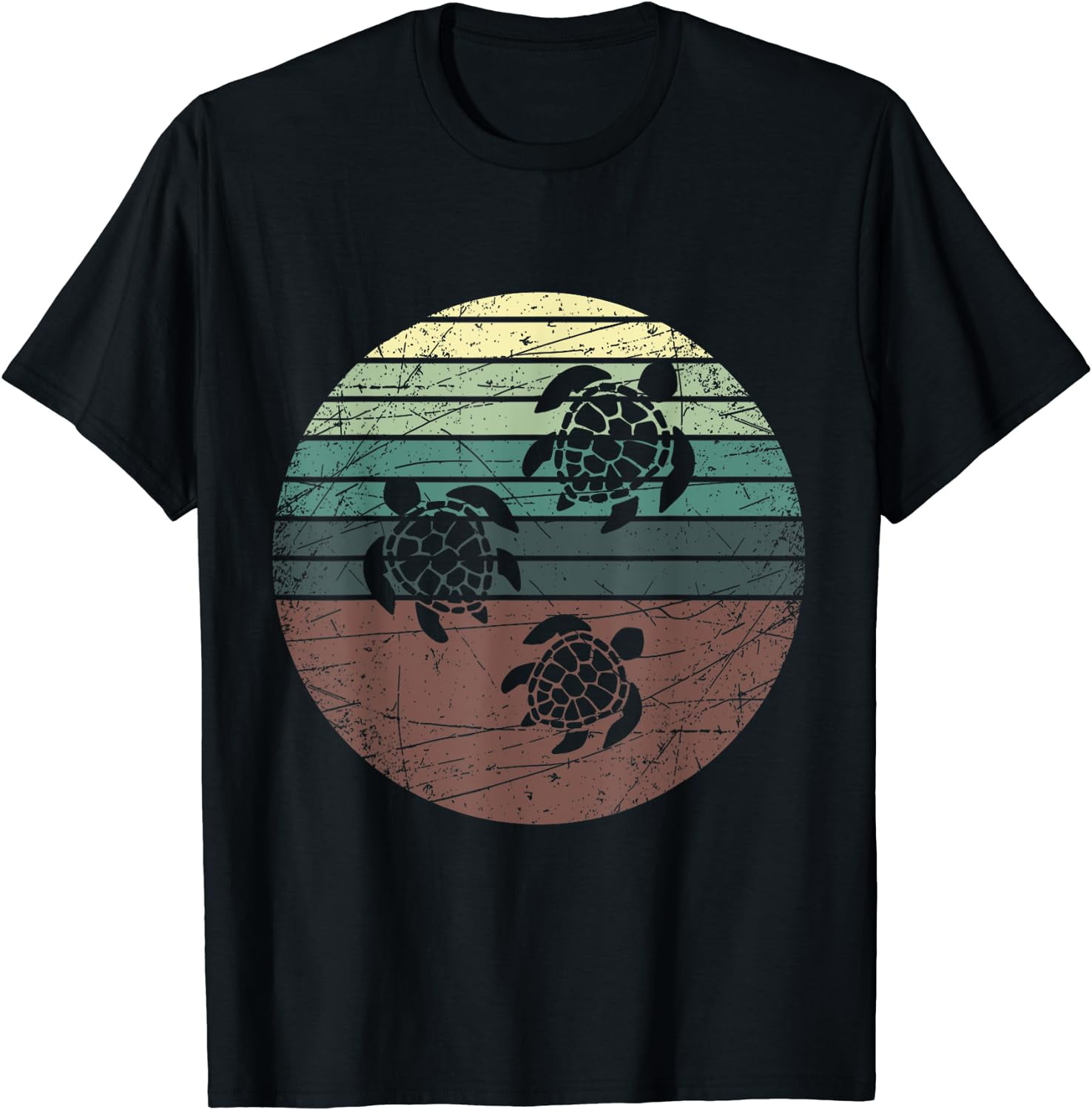 Retro Sea Turtle T-Shirt Black 4X-Large - Walmart.com