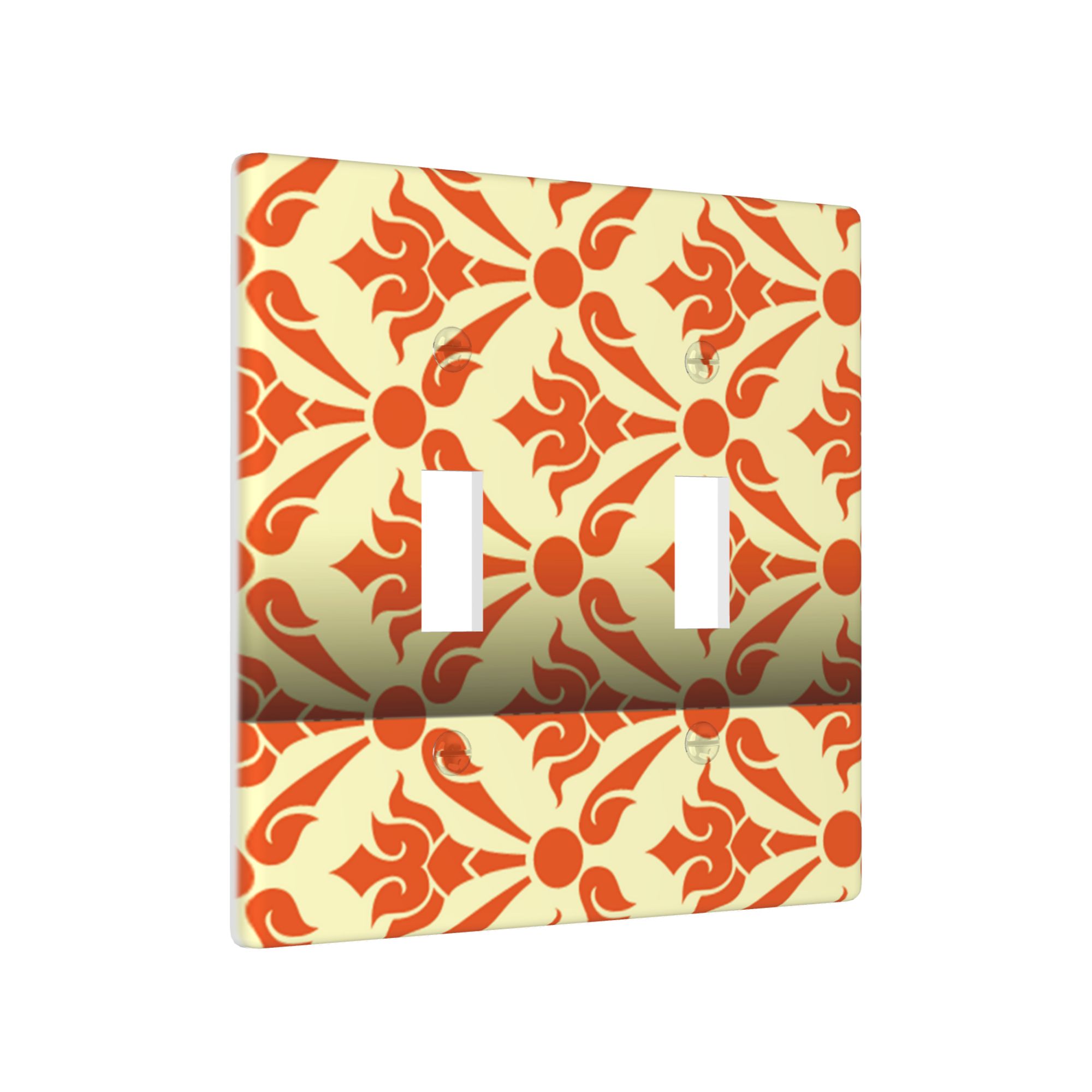 Retro Seamless Floral Pattern Double Toggle Light Switch Plate ...